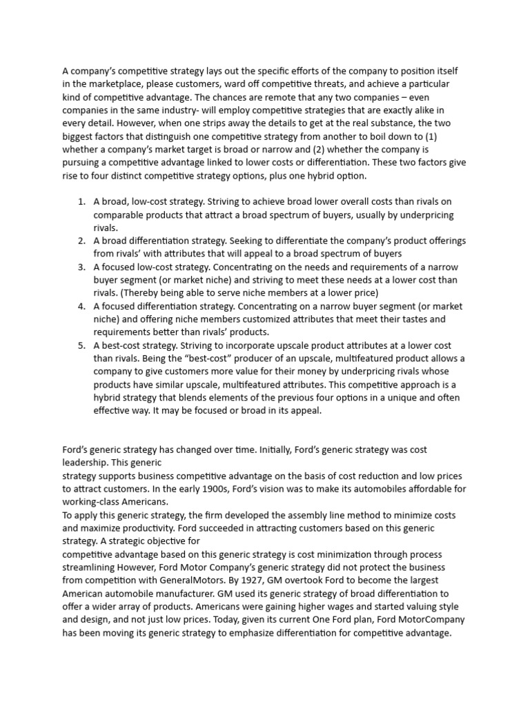 Textbook Pdf Competitive Advantage Strategic Management