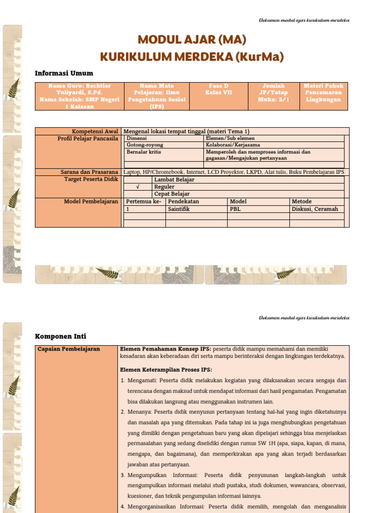 Modul Ajar Pencemaran Lingkungan | PDF