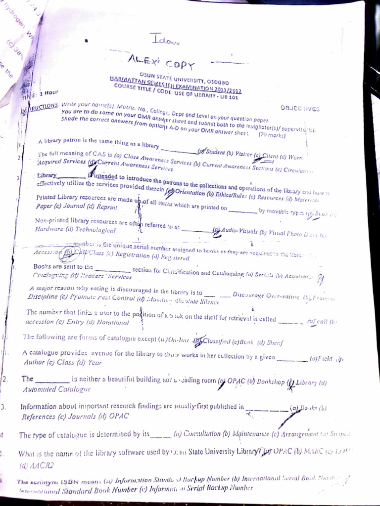 GNS 103 Past Questions | PDF