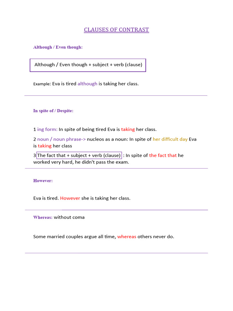 Clauses of Contrast | PDF