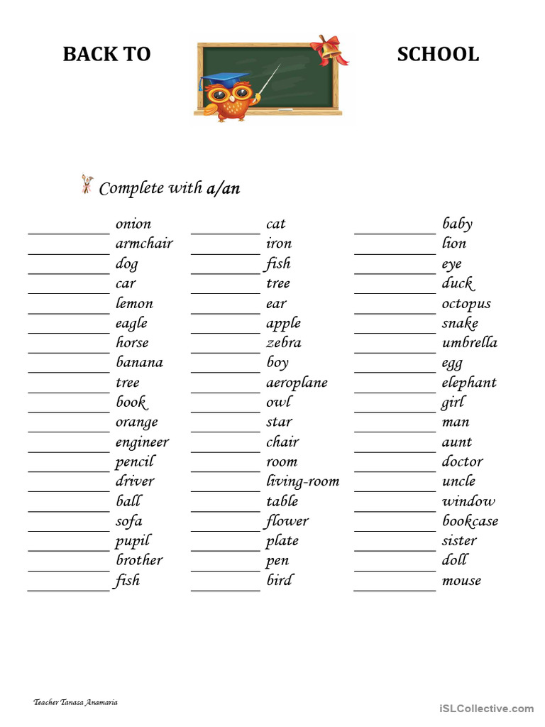 Back To School Vocabulary List Pdf