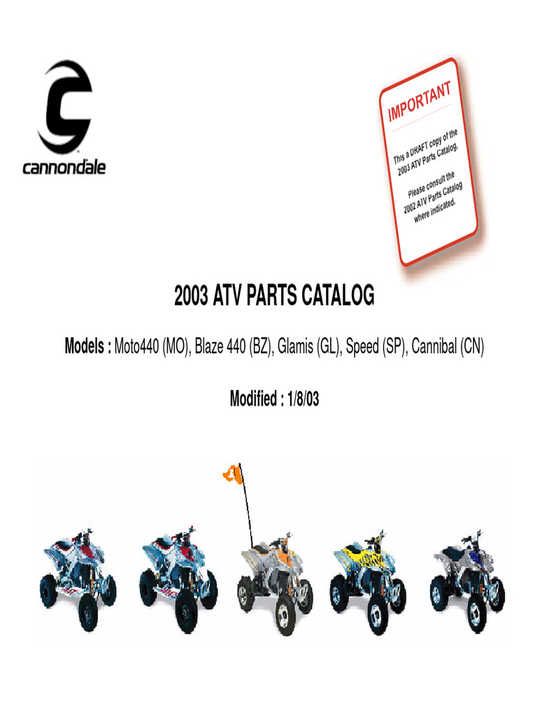2003 ATV Parts Catalog Overview | PDF | Screw | Vehicles