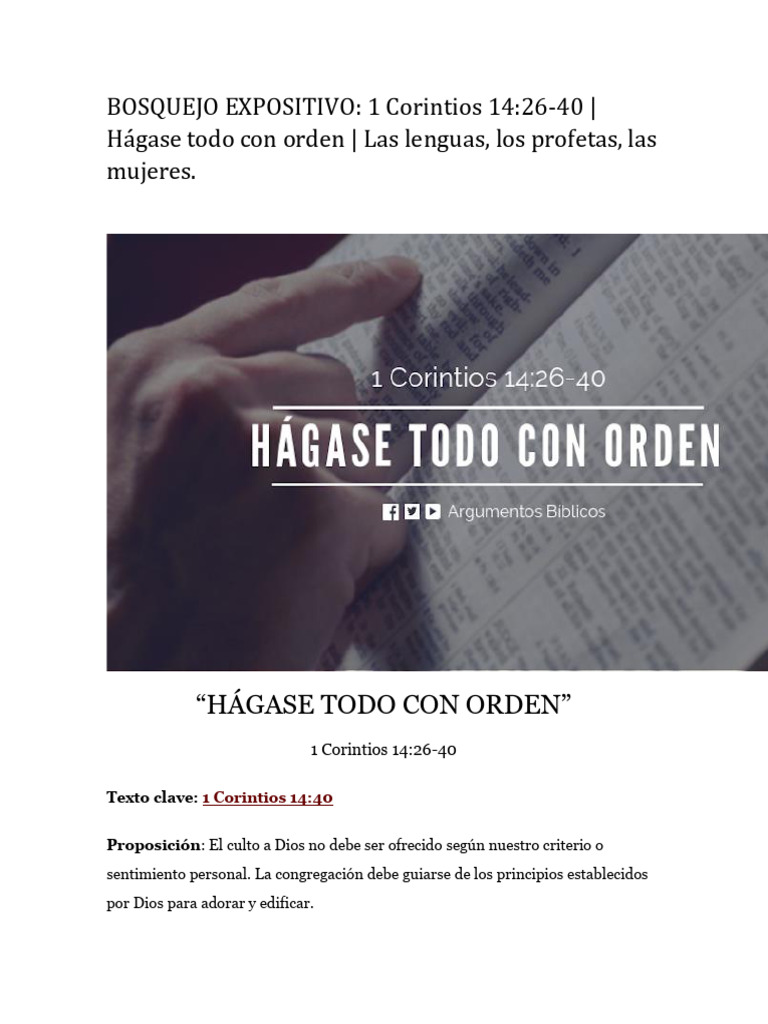 Culto Ordenado Según 1 Corintios | PDF | Primera epístola a los corintios | Profeta