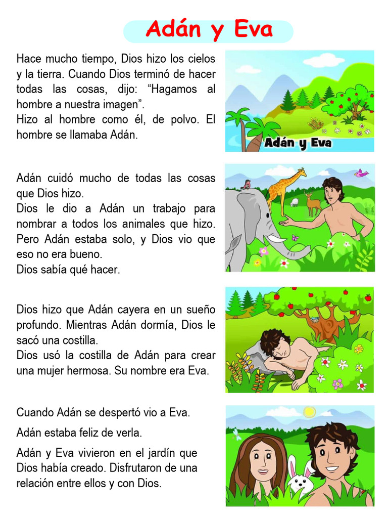 Historia de Adán y Eva para Niños | PDF | Adán y Eva | Adán