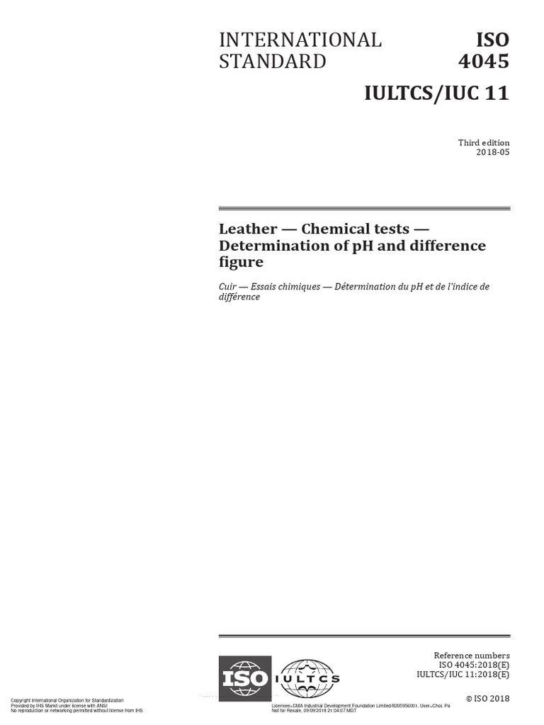 ISO 4045 2018 Leather PH | PDF | Ph | International Organization For ...