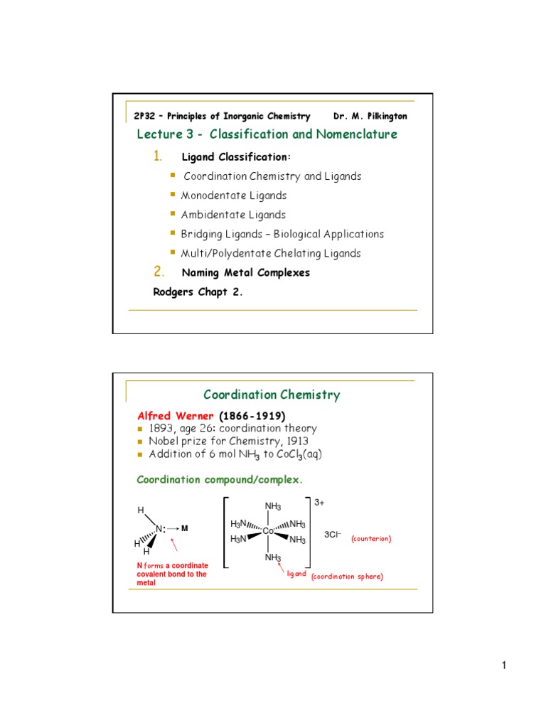 Lecture 3 | PDF | Ligand | Chelation
