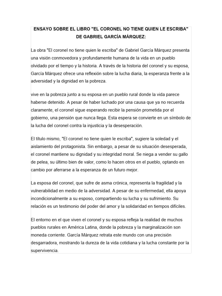 El Coronel | PDF | Gabriel García Márquez