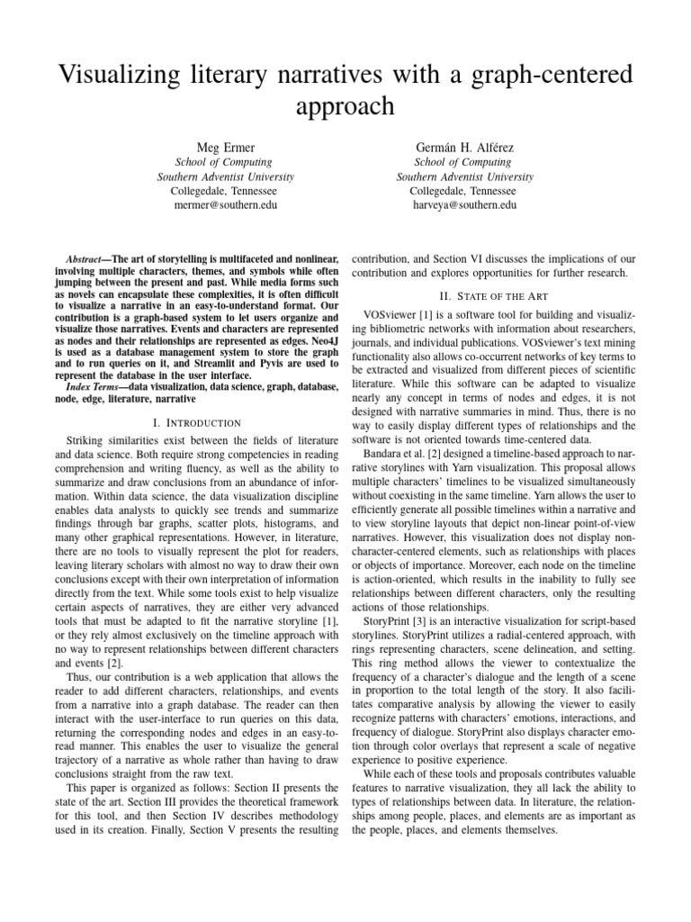 Visualizing Literary Narratives With A Graph-Centered Approach. | PDF | Databases | Web Application