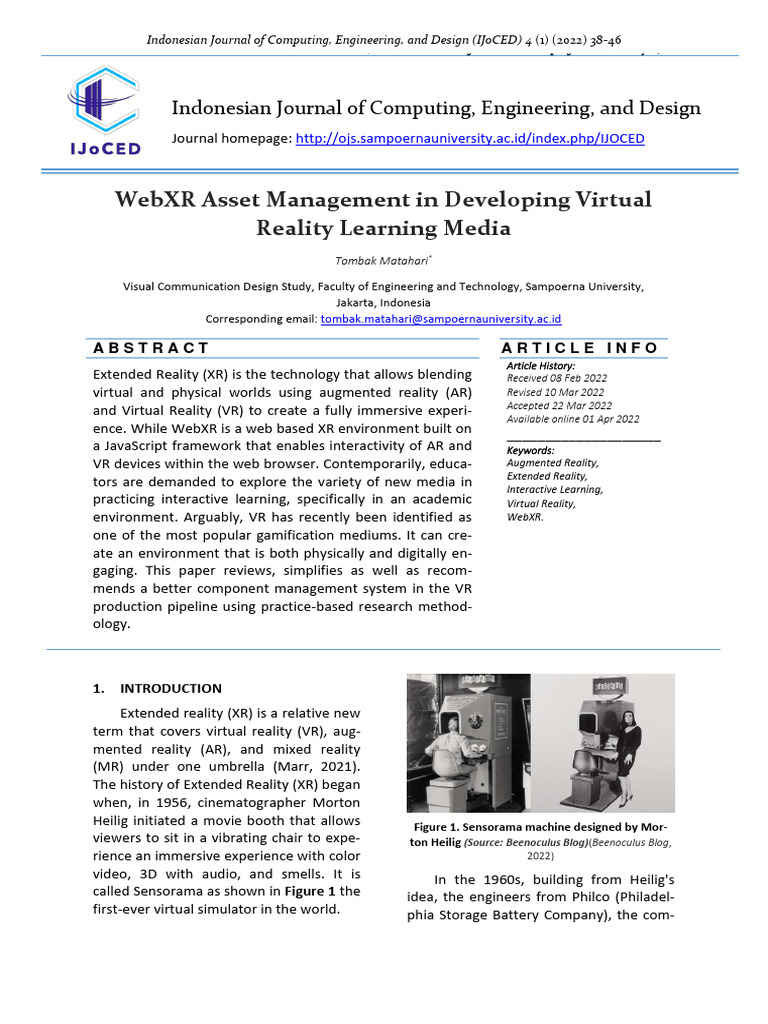 Webxr Asset Management in Developing Virtual Reality Learning Media ...
