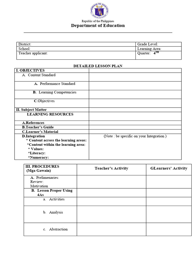 4As-FORMAT Detailed Lesson Plan | PDF
