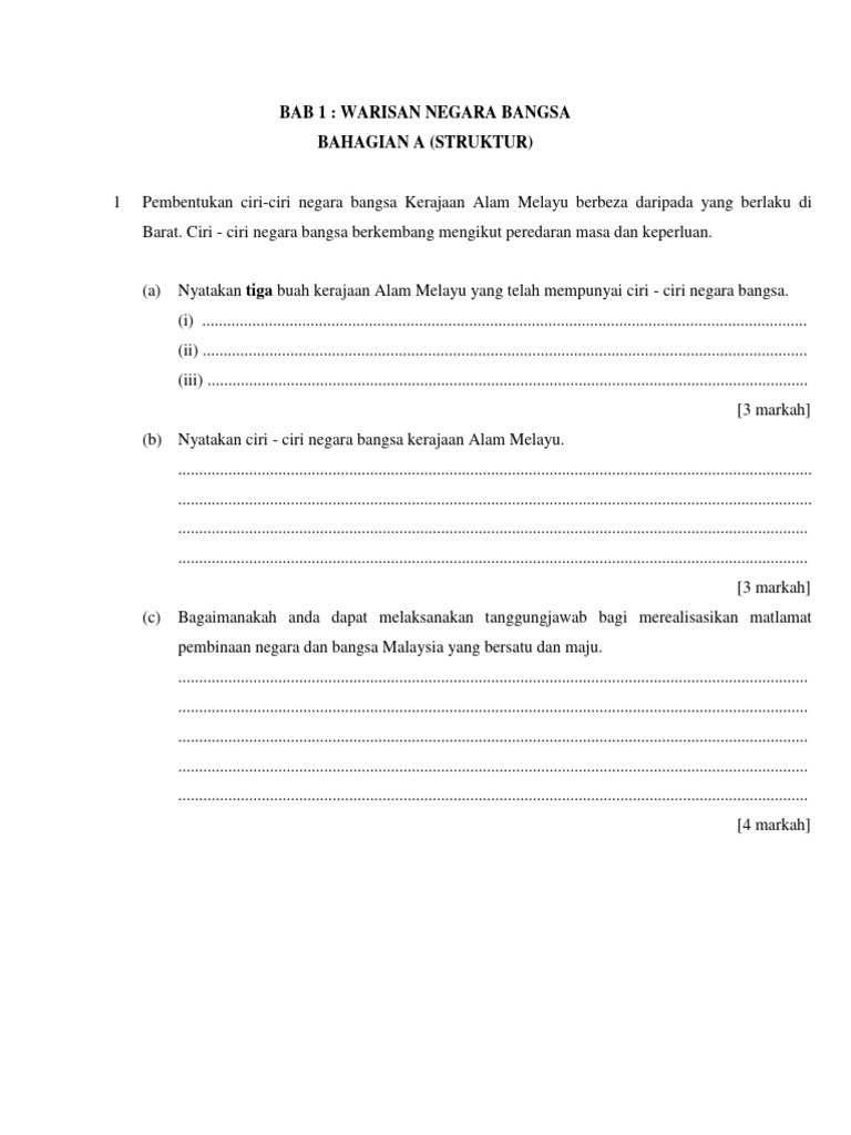 Latihan Kertas 2 Sejarah F4 Bab 1 Dan 2 | PDF