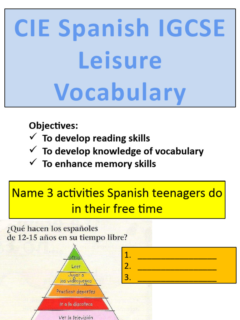 CIE Spanish IGCSE - Leisure Vocabulary | PDF