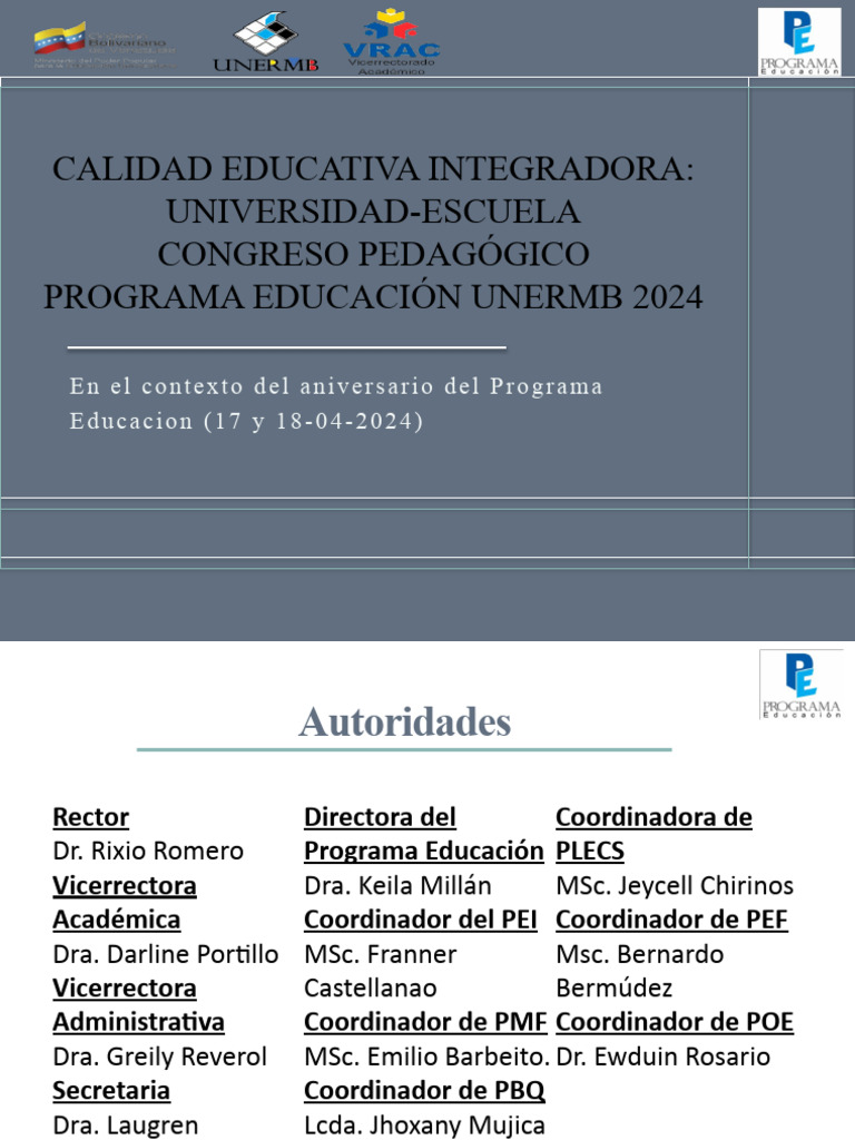 Congreso Pedagogico Programa Educacion (2024) . | PDF | Maestros ...