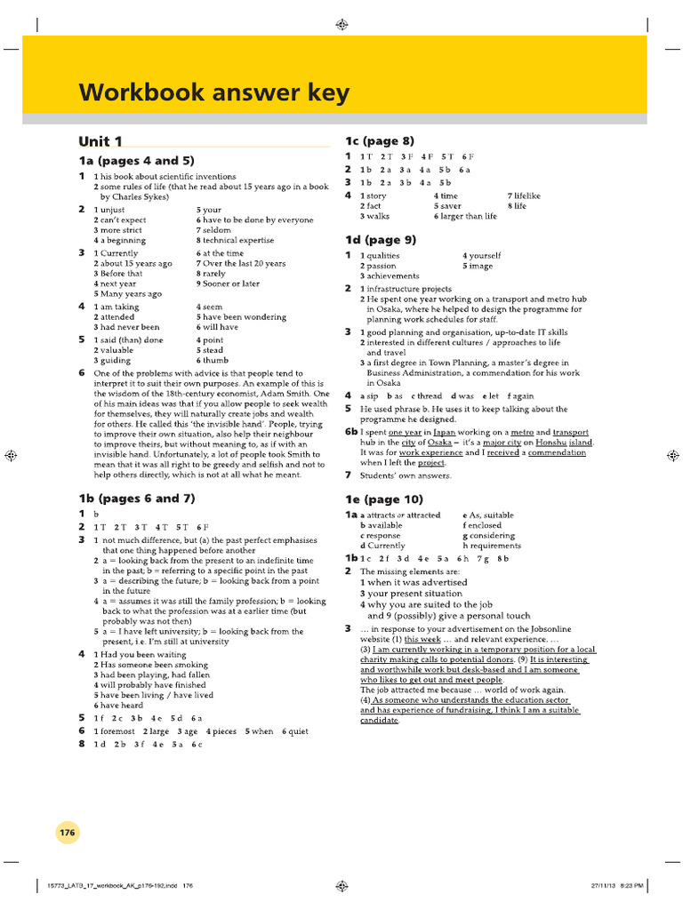 C1 Unit 1 WB Answers | PDF