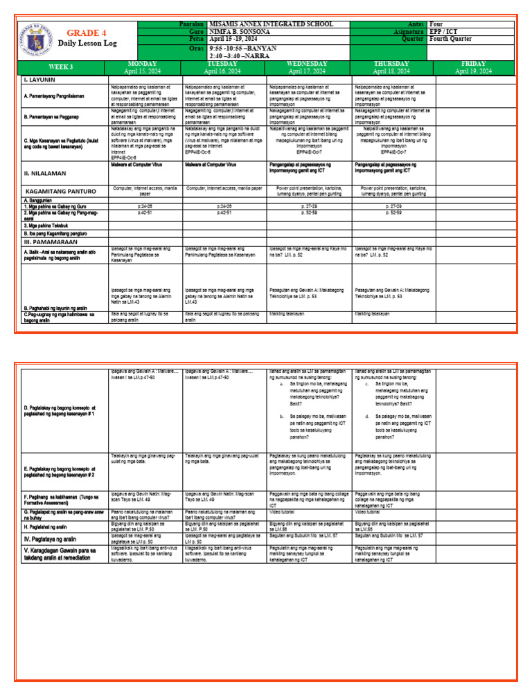 DLL Epp-4 Q4 W3 | PDF