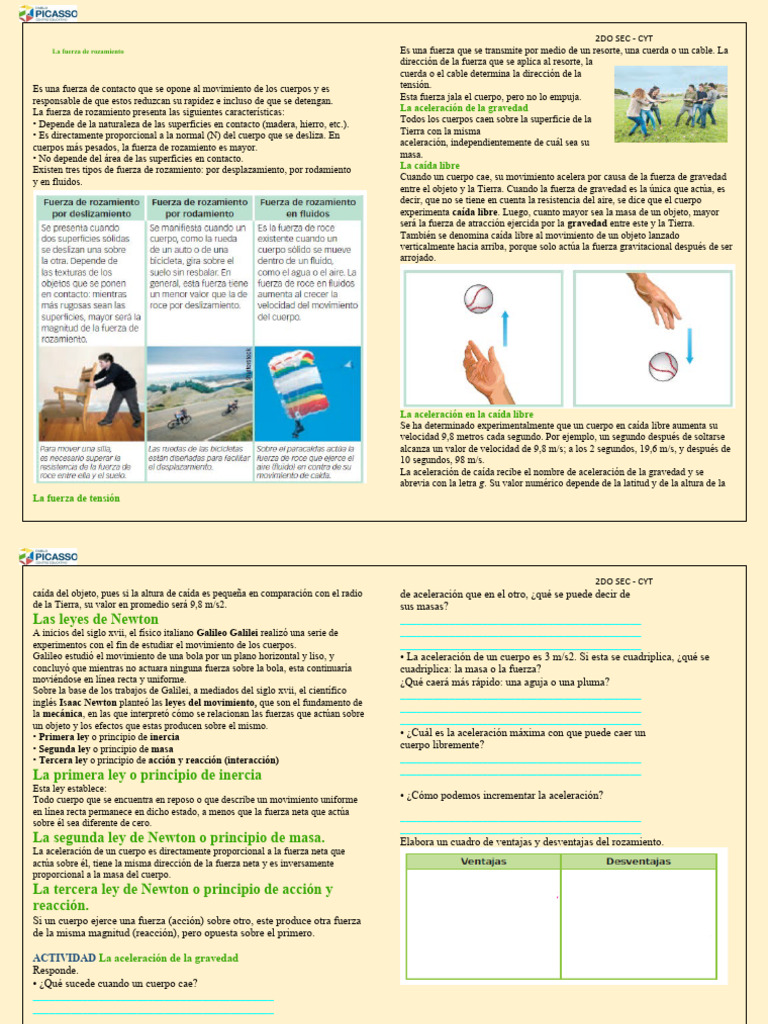 Fuerzas y Movimiento: Rozamiento y Gravedad | PDF | Fuerza | Las leyes ...