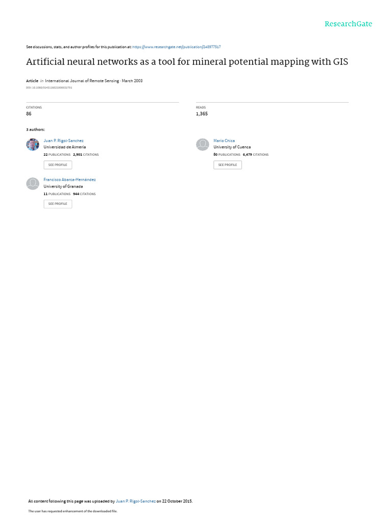 Artificial Neural Networks As A Tool For Mineral P-2 | PDF | Geographic Information System ...