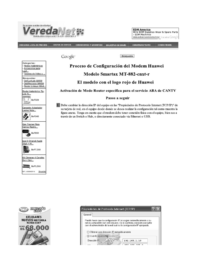 Configuracion Modem CANTV | PDF