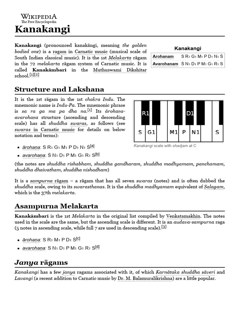Kanakangi Raga Overview and Notes | PDF | Classical And Art Music ...