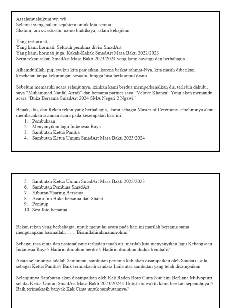 Teks Mc Bukber Smadart2024 | PDF