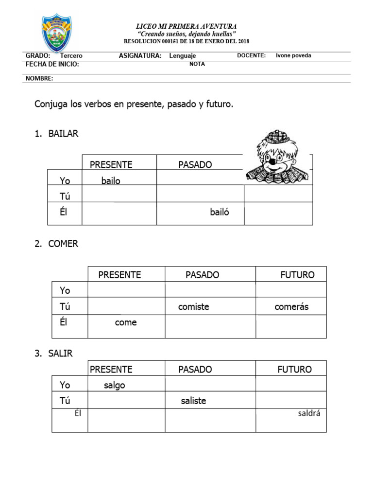 Lenguaje Conjugacion 3 Pdf Sintaxis Lingüística