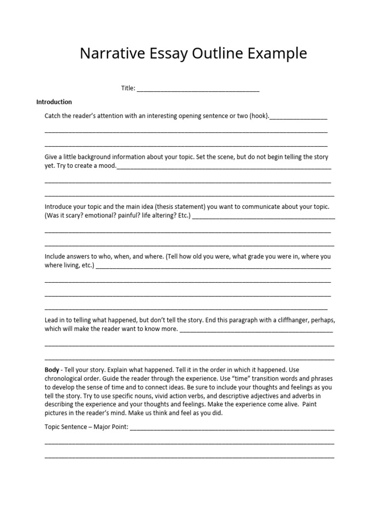 Personal Narrative Essay Outline Guide | PDF | Essays | Experience