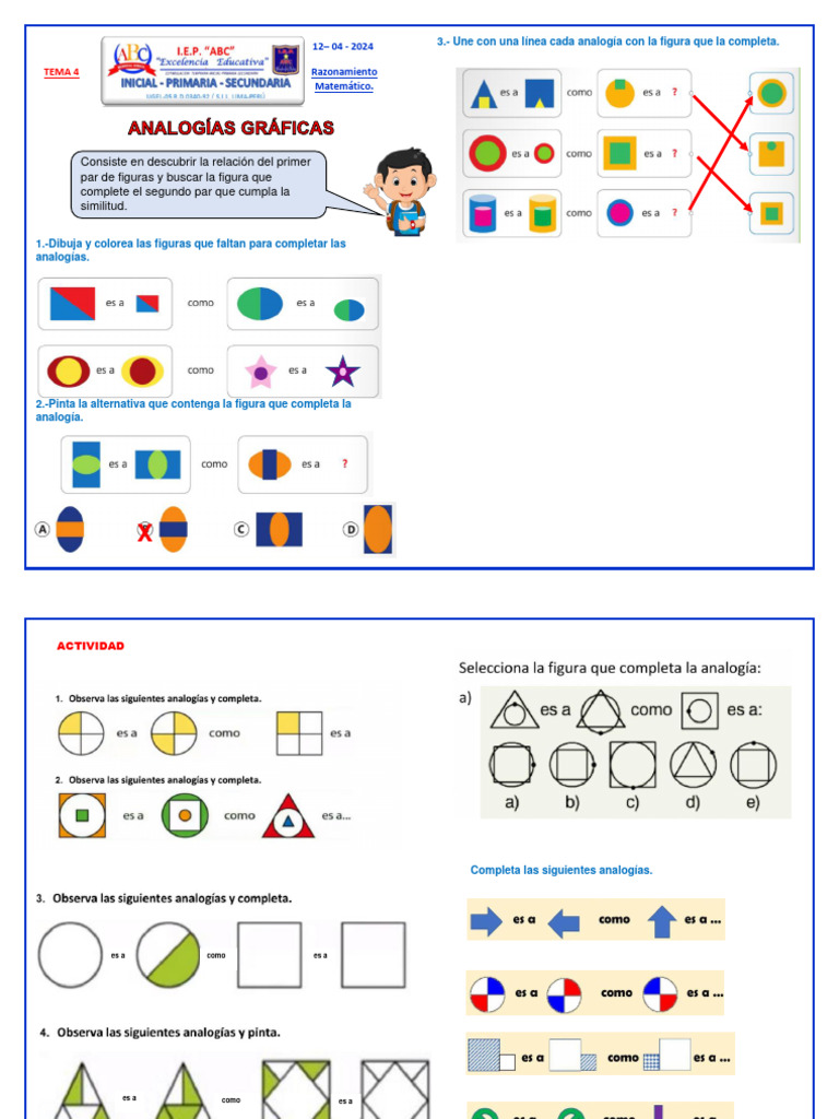 Actividades de Analogías Gráficas para Niños | PDF