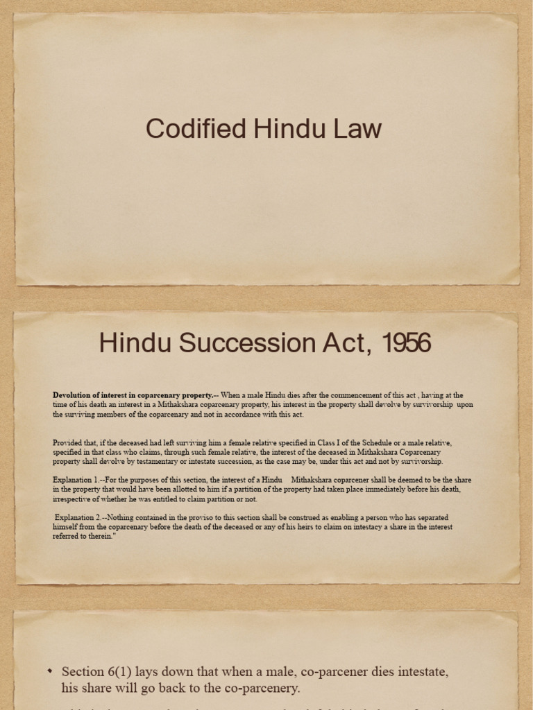 Codified Hindu Law | PDF | Intestacy | Property