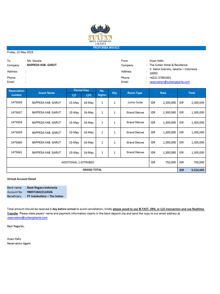 Proforma Invoice - Bappeda Kabupaten Garut (6 Rooms) | PDF | Indonesian ...