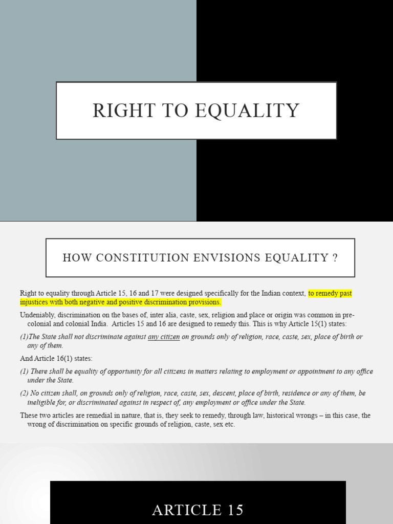 Right To Equality-II | PDF | Discrimination | Justice