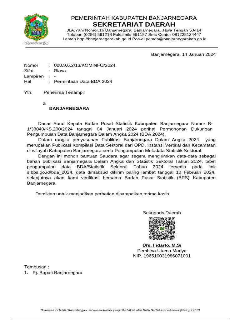 Relevansi - Surat Permintaan Data Profil Dari Setda | PDF