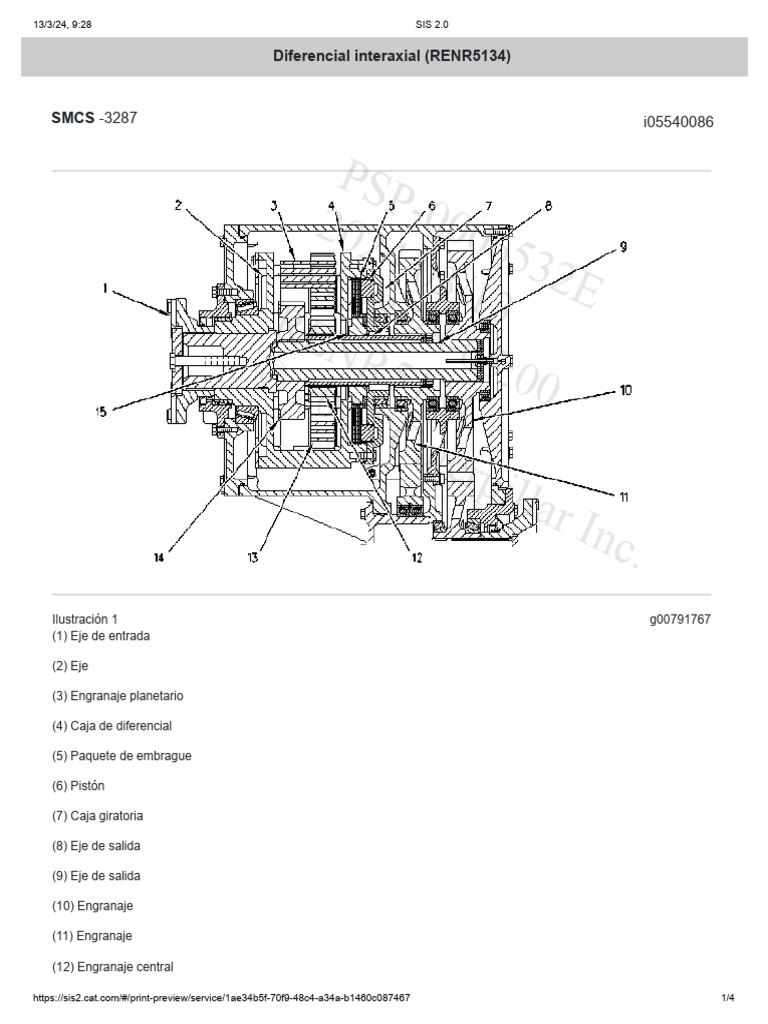 Funcionamiento del Diferencial Interaxial | PDF | Eje | Engranaje