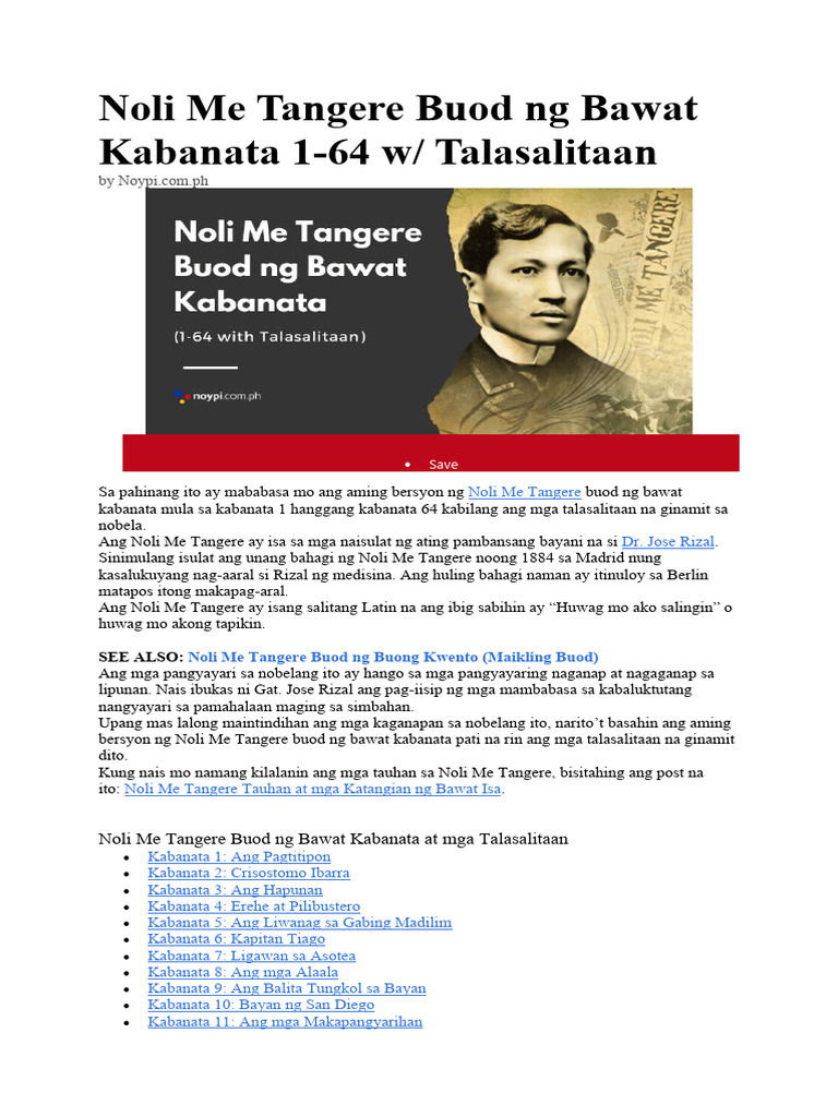 Maikling Buod NG Noli Me Tangere | PDF Maikling Buod NG Noli Me Tangere | PDF