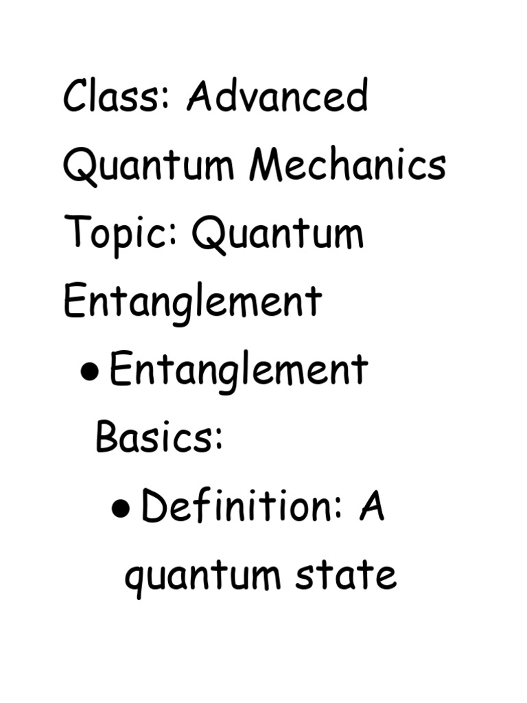 Class - Advanced Quantum Mechanics | PDF | Quantum Entanglement | Nature
