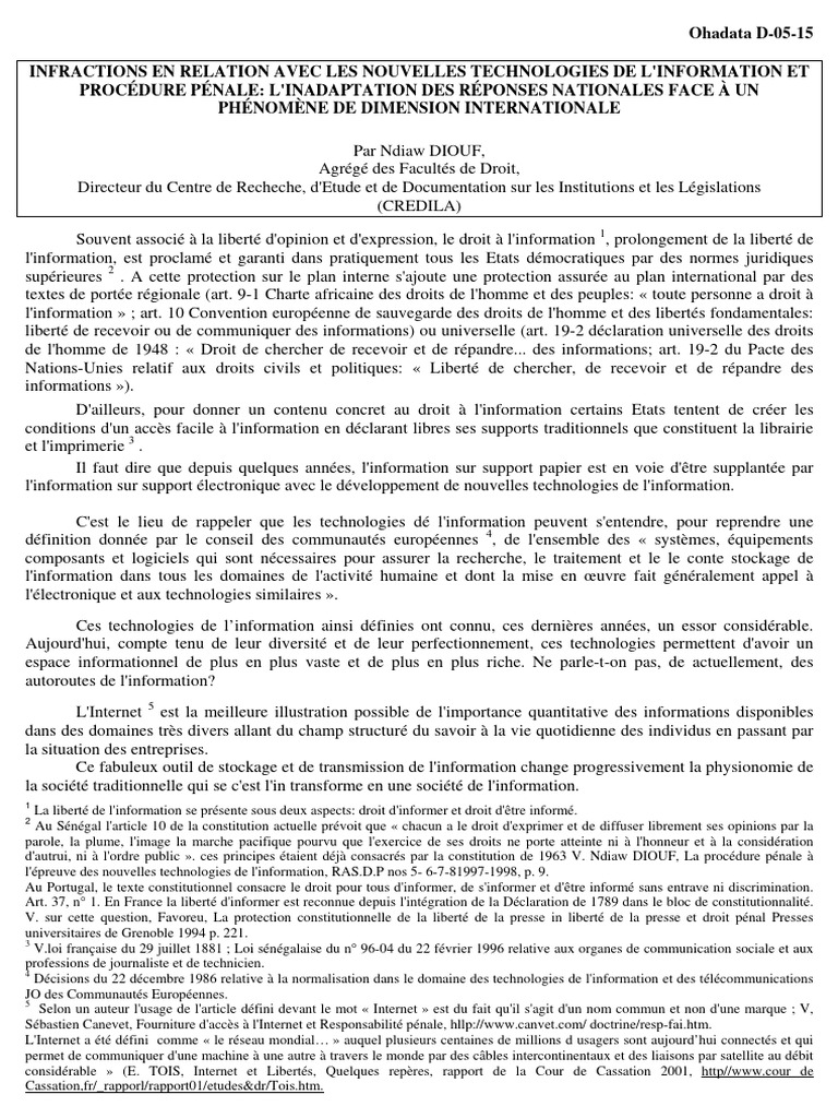 Infractions NTIC et réponses nationales | PDF | Cybercriminalité ...