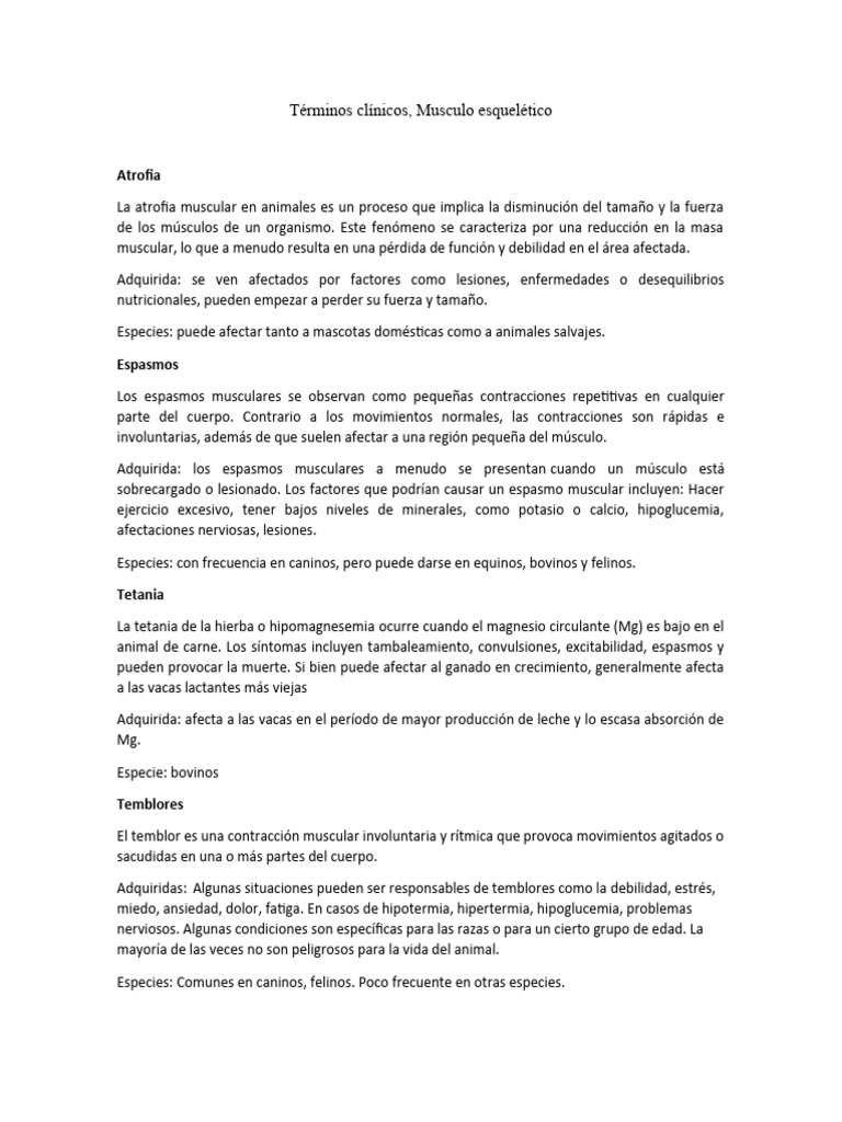 Términos Clínicos | Descargar gratis PDF | Músculo | Vacas