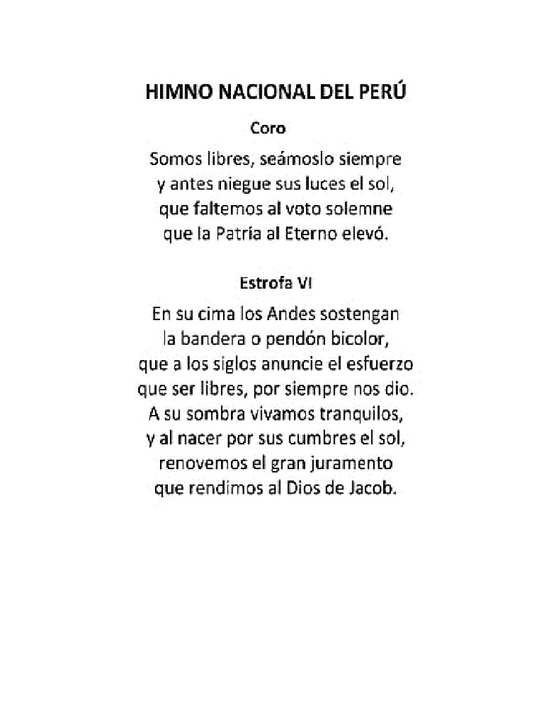 Himno Nacion Del Perú Letra | PDF