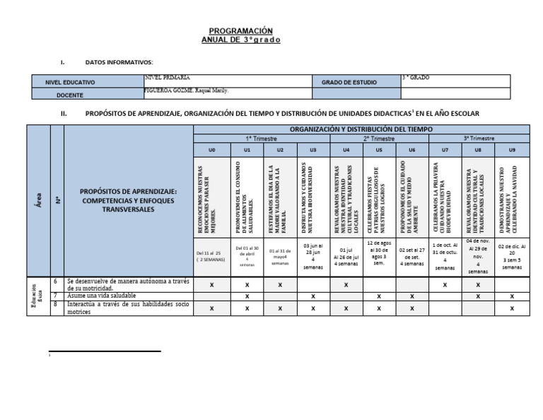 MATRIZ DE PLANIFICACION ANUAL MARAVILLA 2024 Tercer Grado | PDF ...