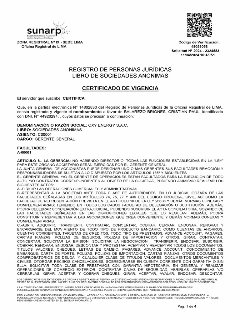 CERTIFICADO DE PODER | PDF