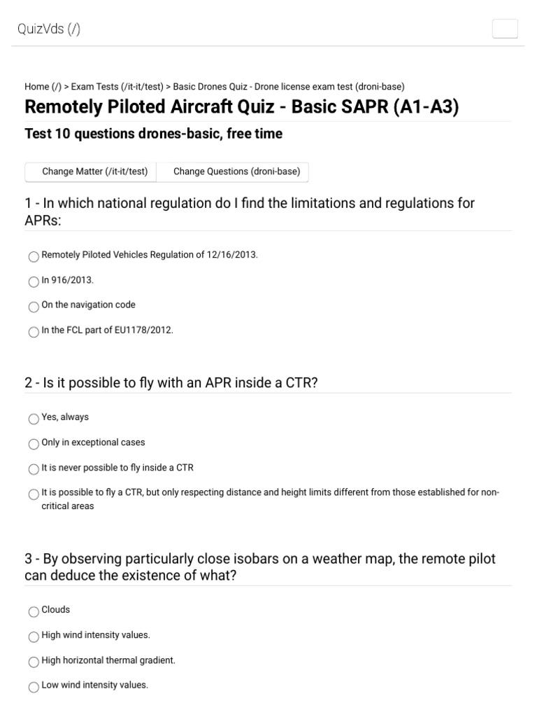 Basic Drones Quiz for SAPR License | PDF | Twilight | Unmanned Aerial ...