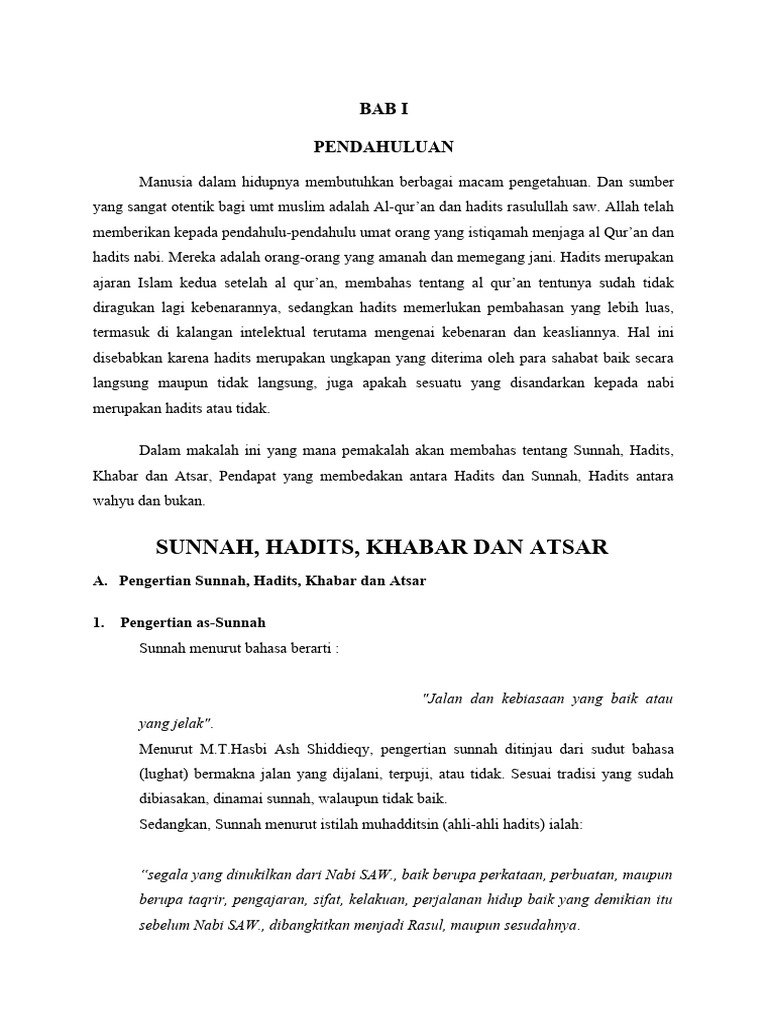Perbedaan Sunnah, Hadits, Khabar, Atsar | PDF