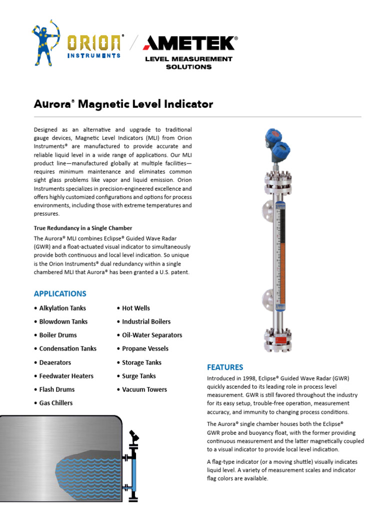 Aurora Magnetic Level Indicator: Applications | PDF | Buoyancy ...