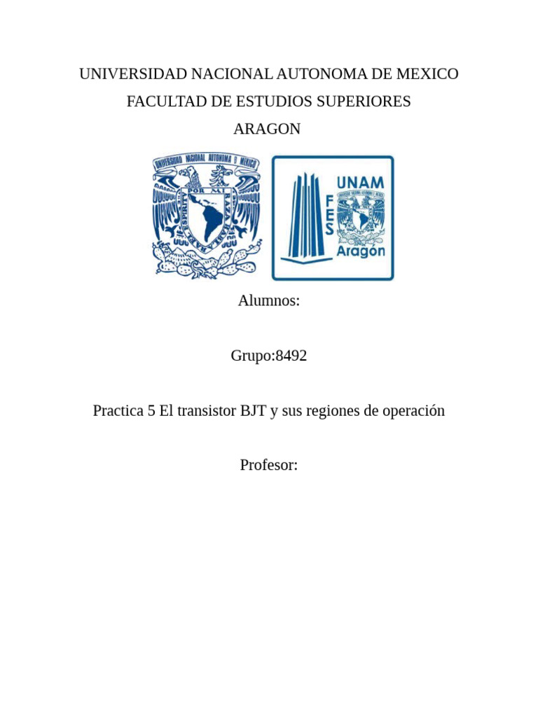 PR CTICA VI El Transistor BJT y Sus Regiones de Operaci N | PDF | Transistor de unión bipolar ...
