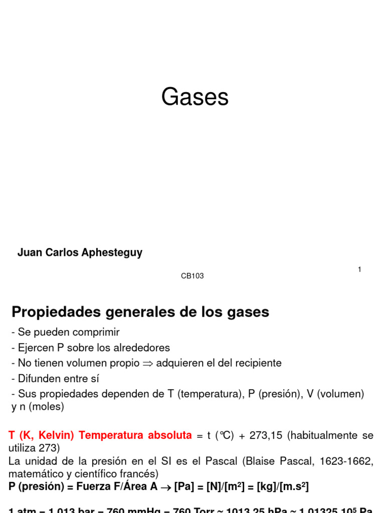 Gases-Teoría Cinética-1erc 2024 | PDF | Gases | Presión sanguínea