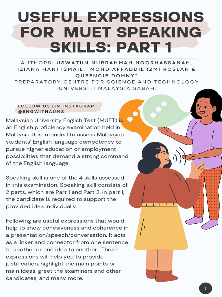 Useful Expressions For Muet Speaking Skills - PART 1 | PDF | Reason | Cognitive Science