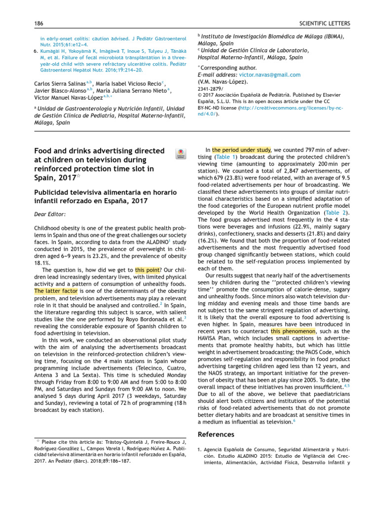 Clase 4 Food and Drinks Advertising Directed at Children o | Download ...