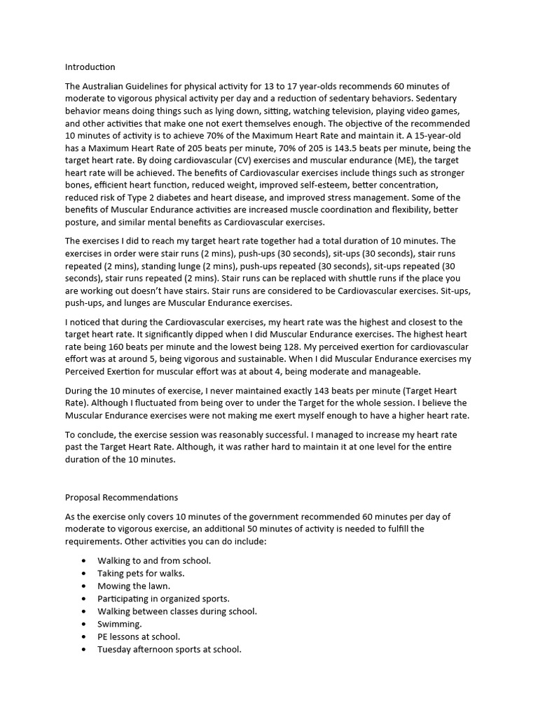 Tipple, Jackson - HPE Assessment Paragraphs | PDF | Heart Rate | Sedentary Lifestyle