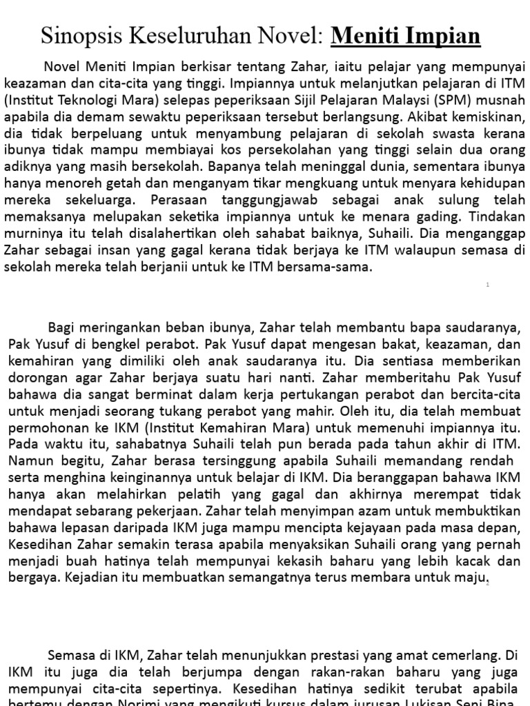 Nota Novel Meniti Impian | PDF