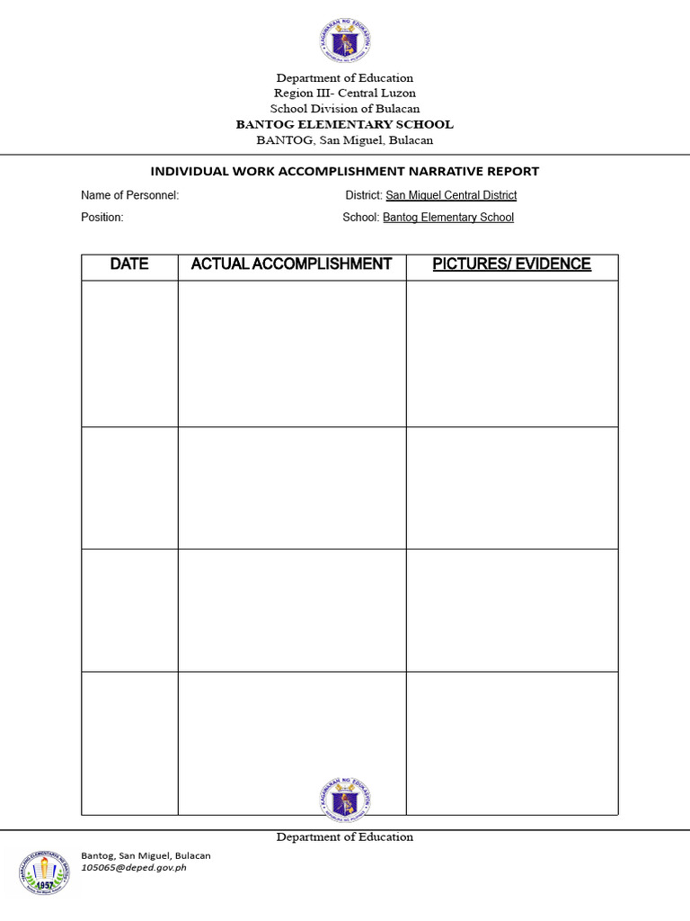 Bantog Elementary Accomplishment Report | PDF