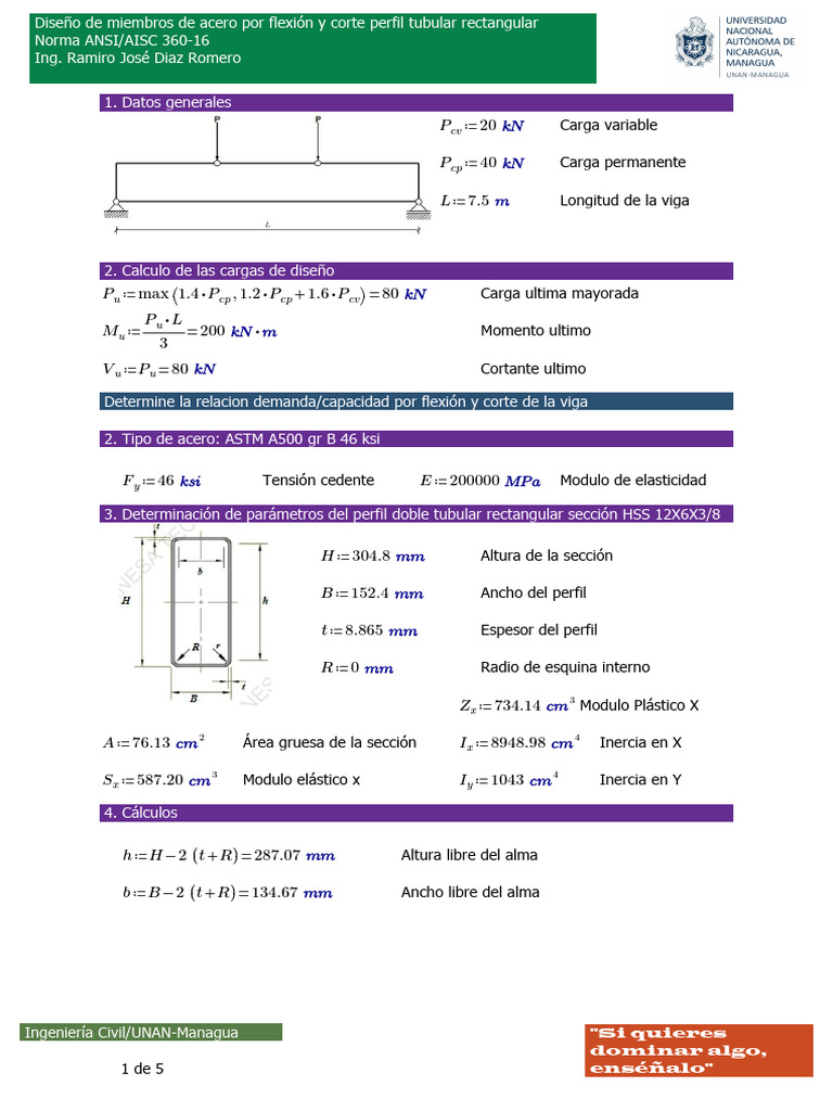 Diseño de Viga Perfil Tubular Rectangular (1) | PDF | Viga (Estructura) | Doblar